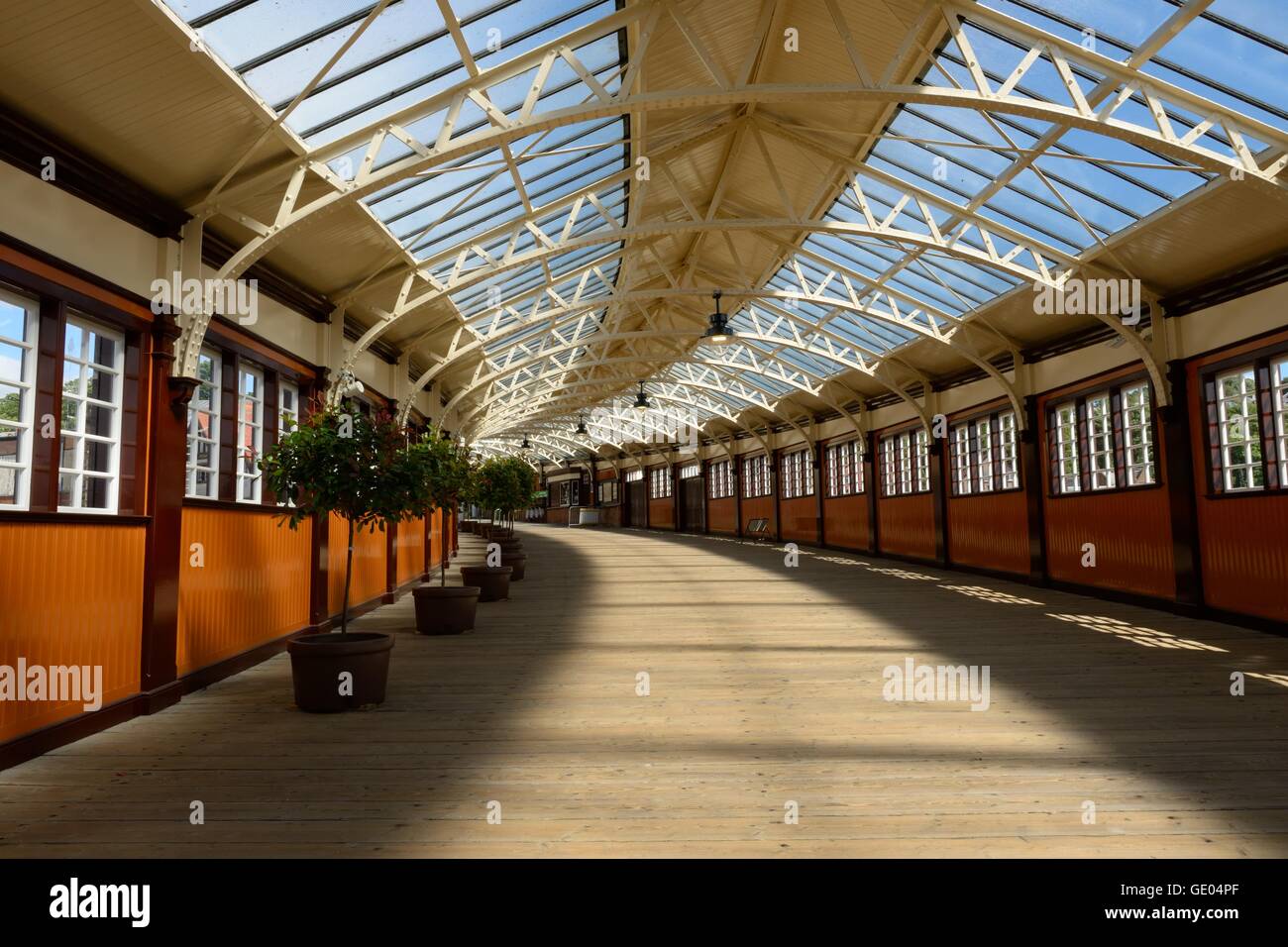 Wooden concourse leading down from Wemyss Bay train station to the ...