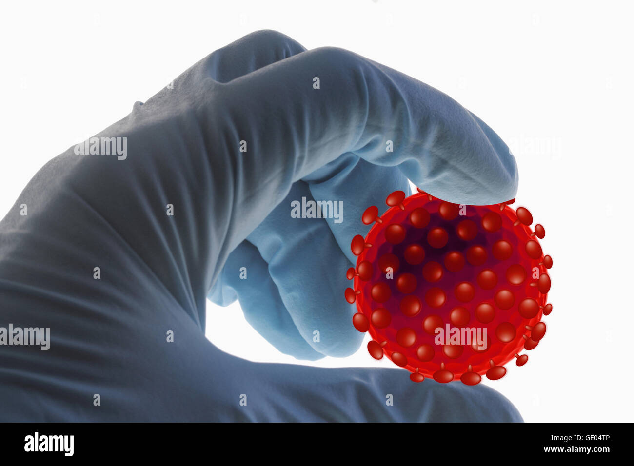 Doctor examining red virus Stock Photo - Alamy
