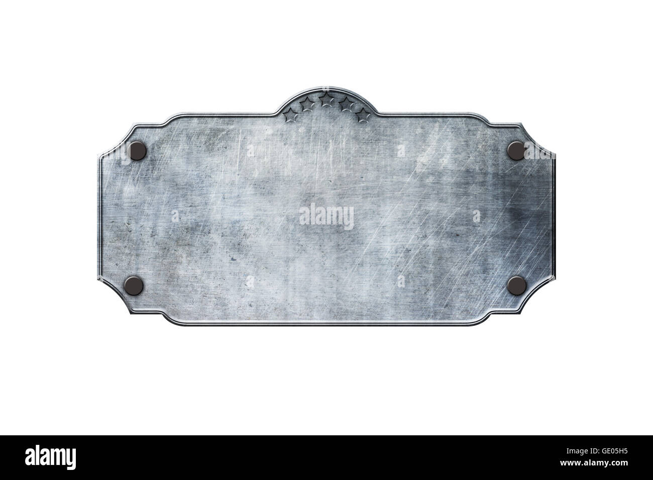 old metal sign board on isolated white background. western style. 3d ...