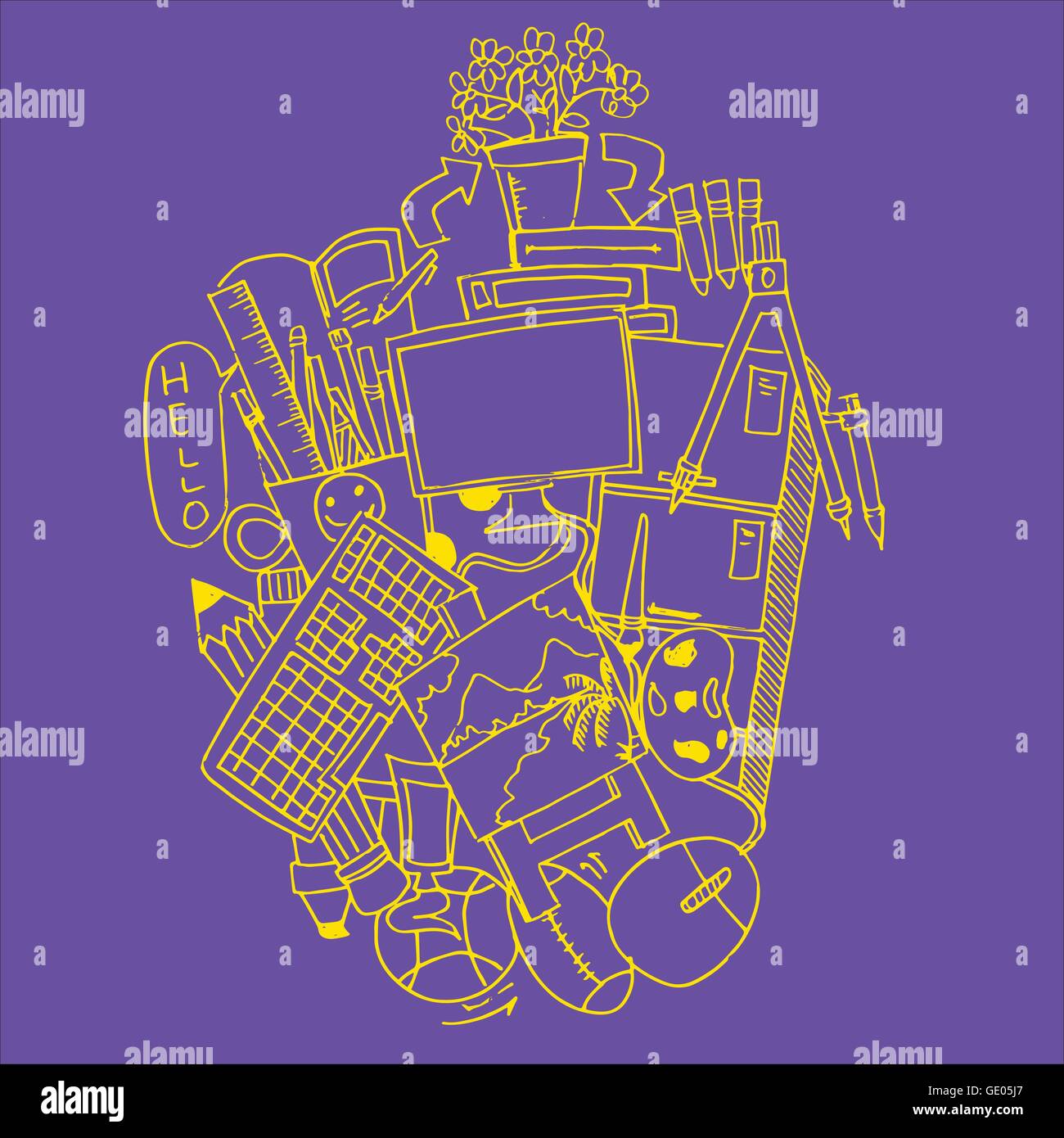 Doodle art education on purple backgrounds Stock Vector Image & Art - Alamy