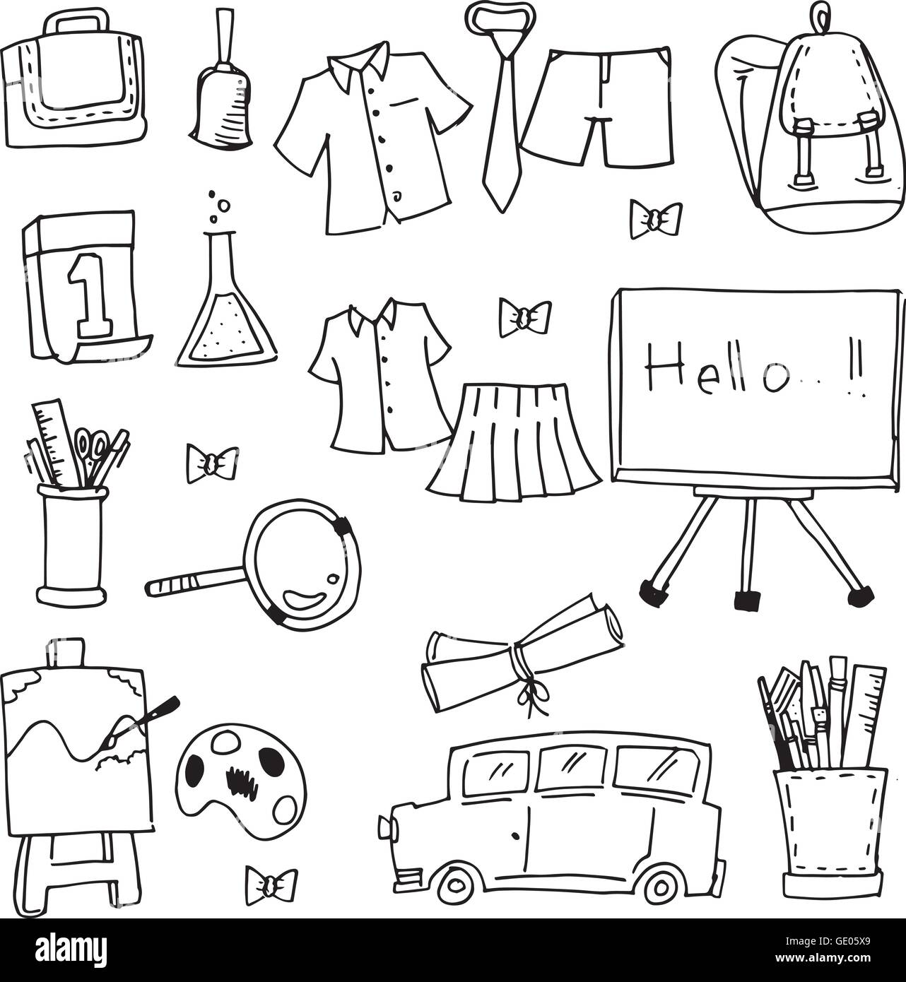 Collection element school doodles Stock Vector Image & Art - Alamy