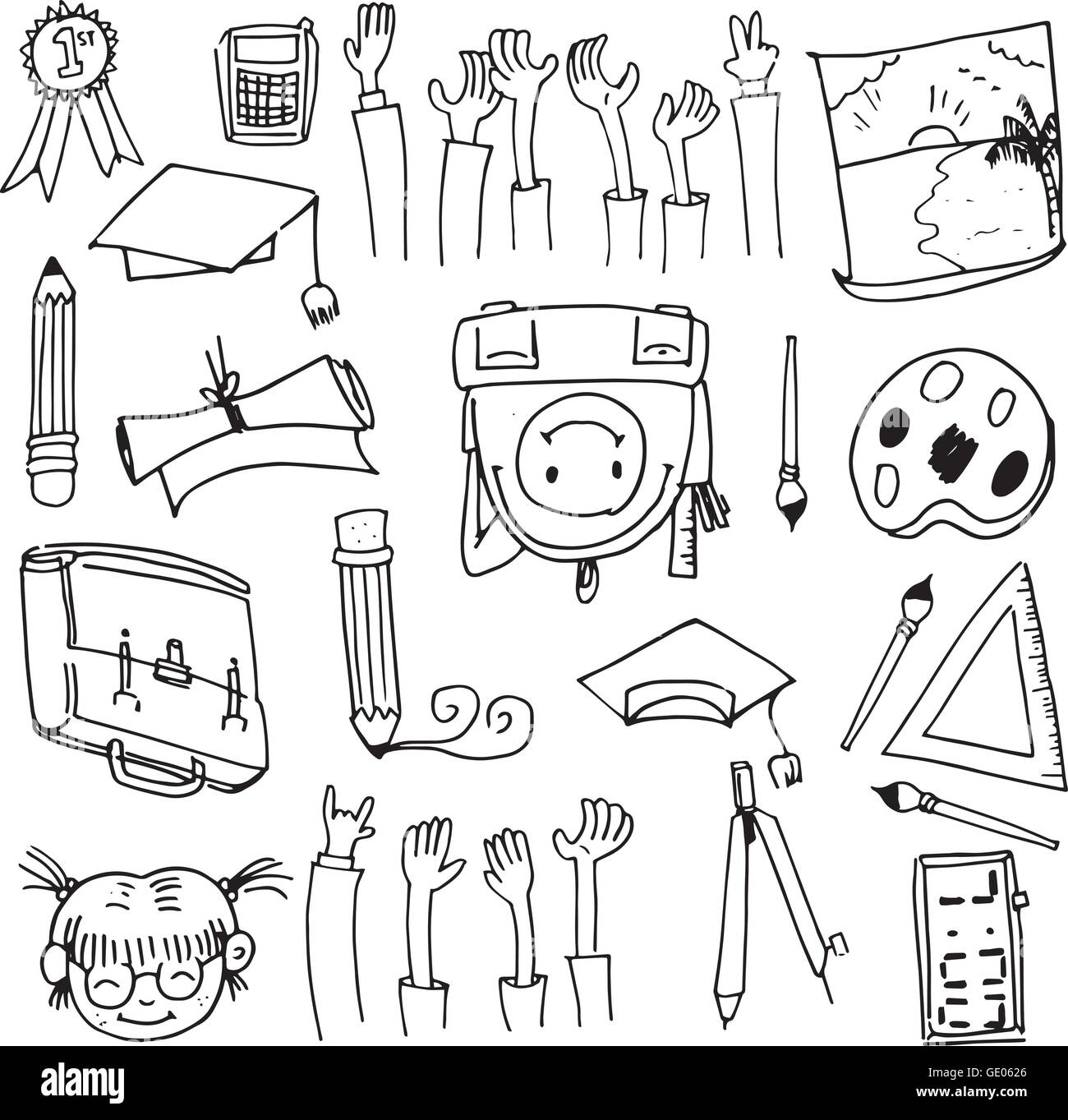 Hand draw doodles school education Stock Vector Image & Art - Alamy
