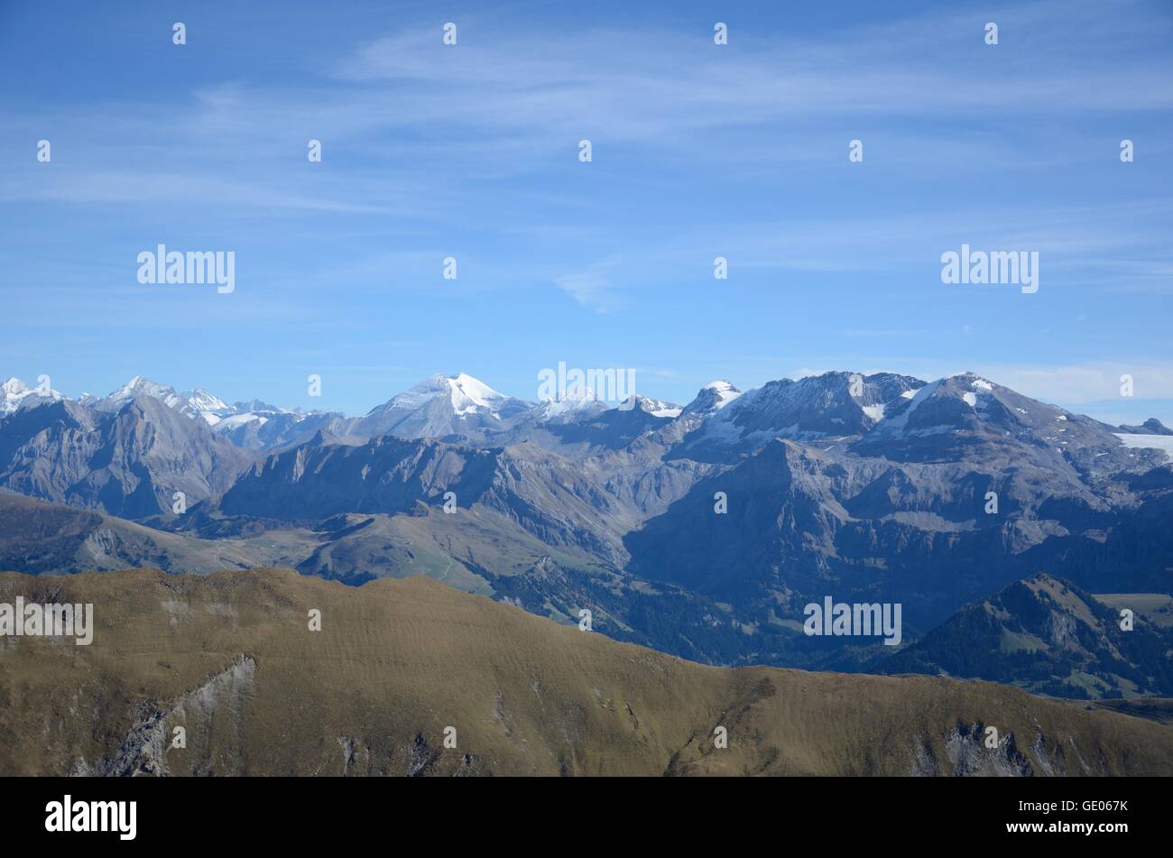 panorama, Swiss alps, Panoramic view, crest, ridge, snow capped ...
