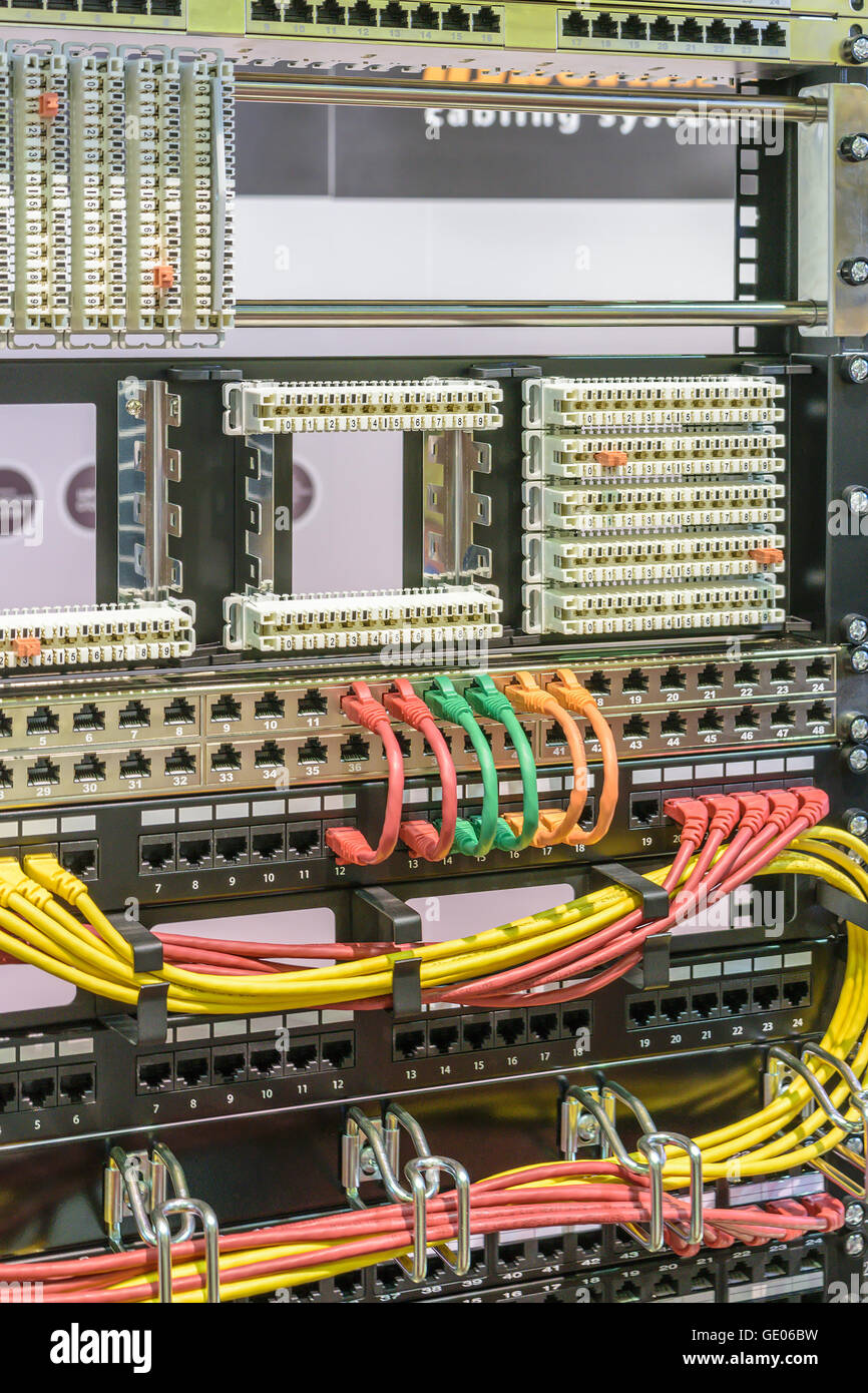 Mounting plates and racks of cables in the control cabinet Stock Photo ...