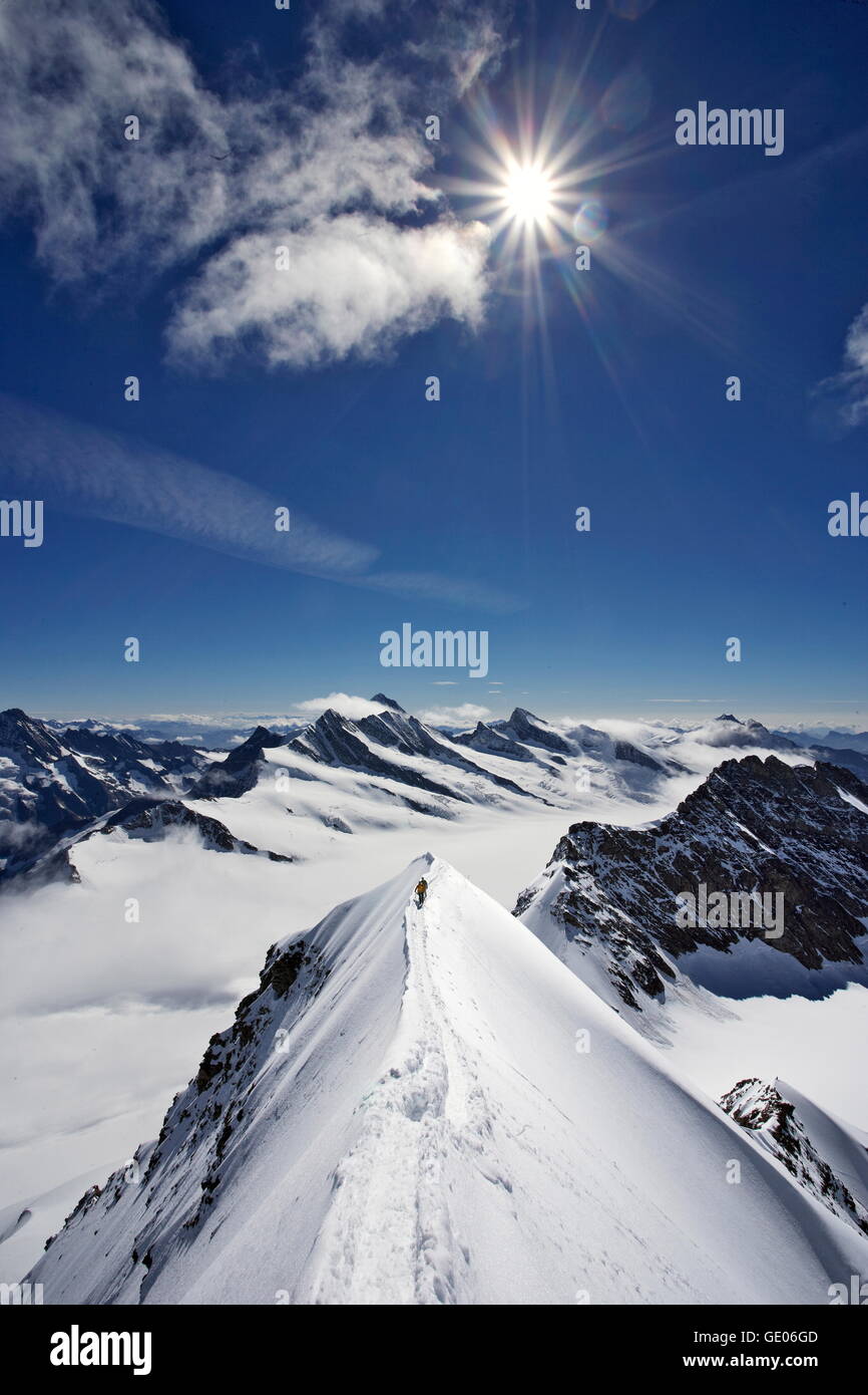 geography / travel, Switzerland, On the ridge of Monch (4107m ...