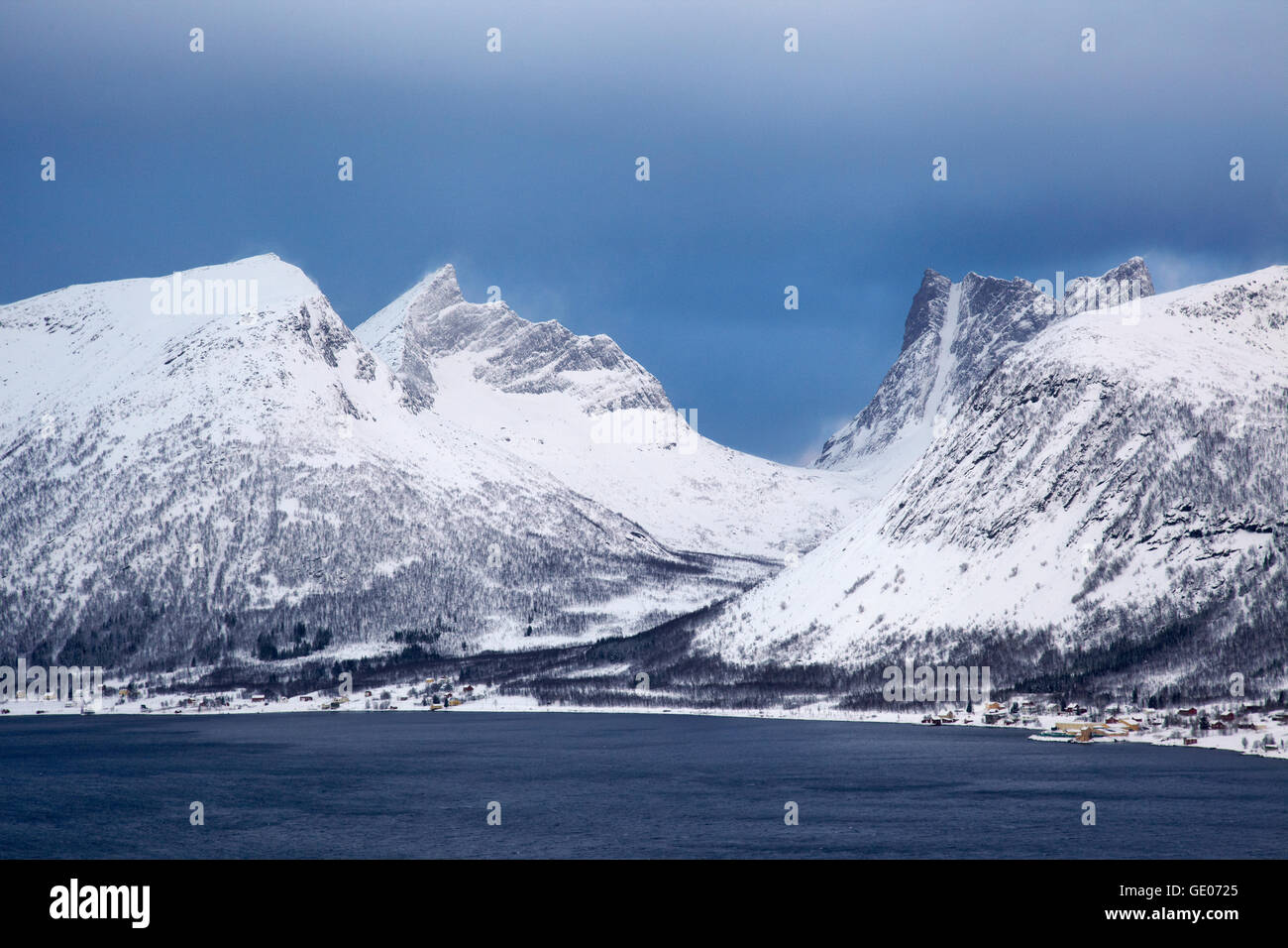 geography / travel, Norway, Fishing village of Skaland in winter, Senja ...