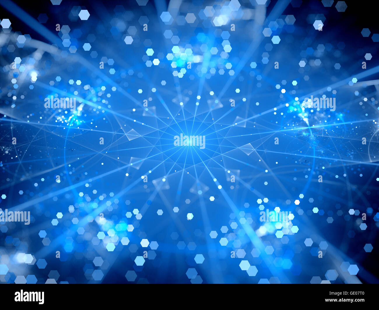 Blue glowing big data hubs , network theory, computer generated ...