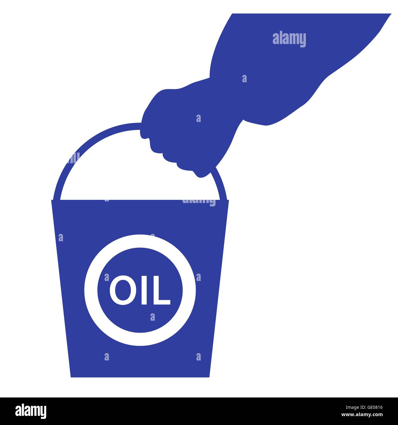 Stylized icon of the hand carrying a bucket of oil on a white ...