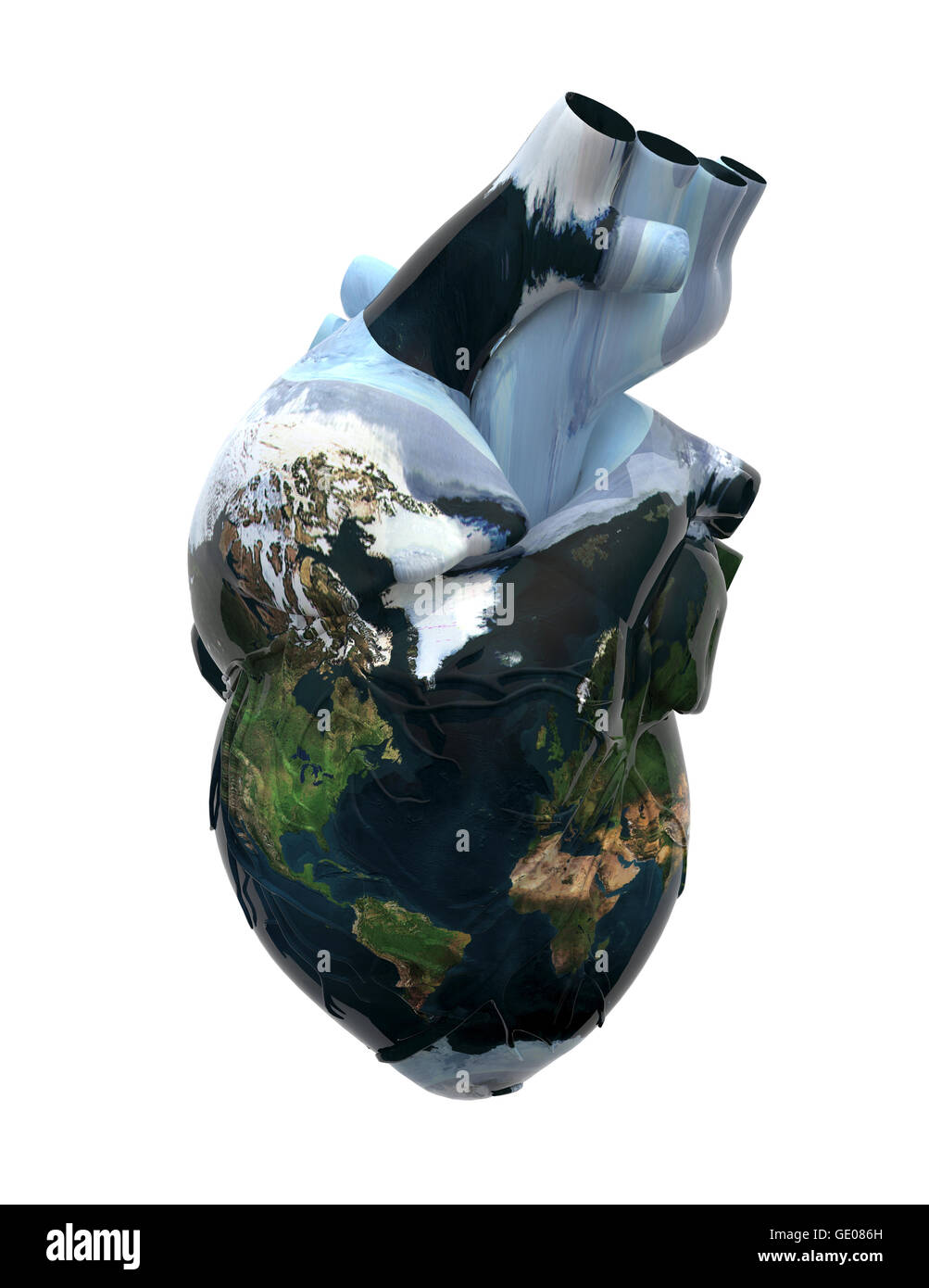 human heart organ in the form of planet earth, 3d illustration ...