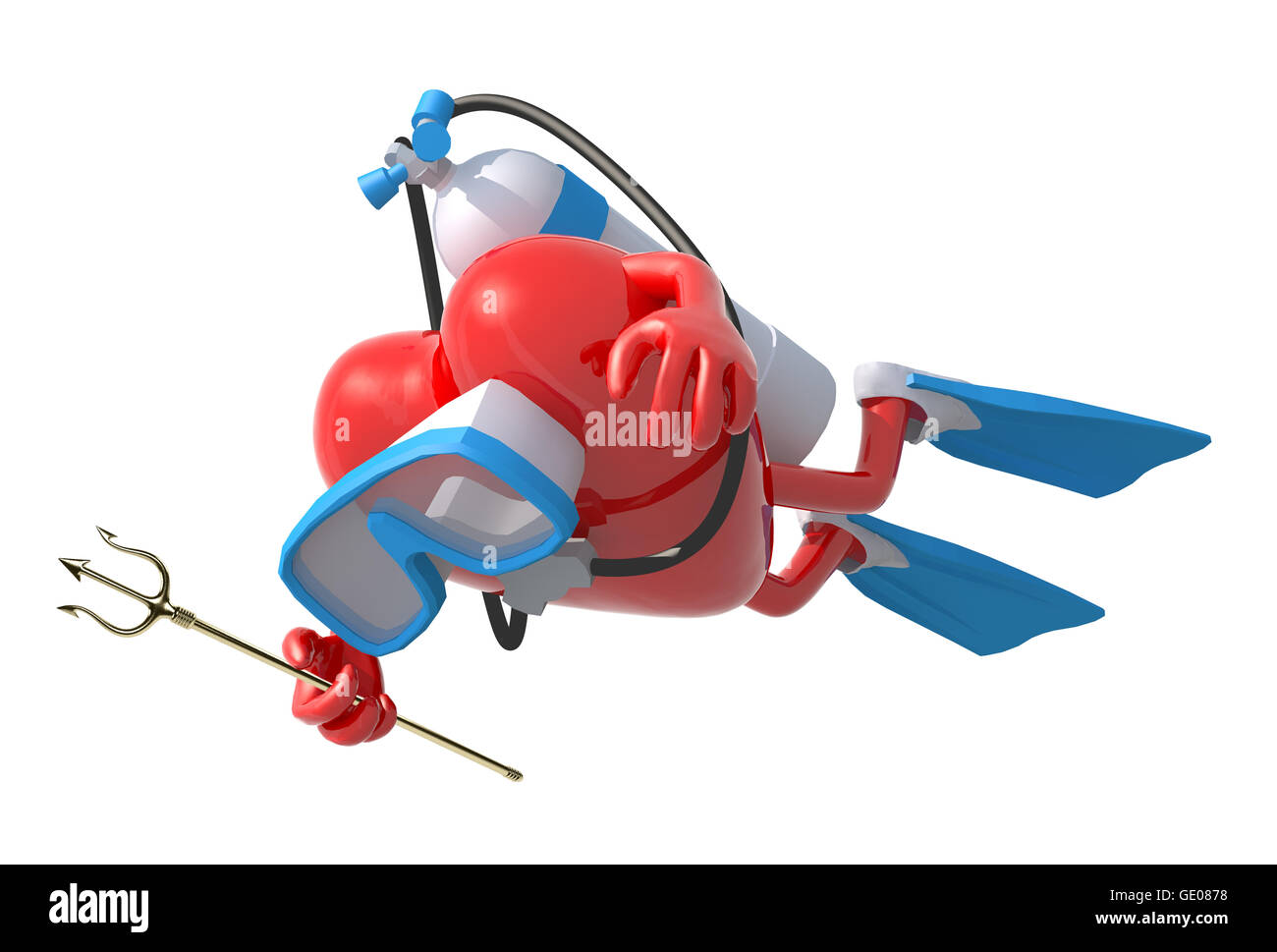 heart with diving goggles and flippers, 3d illustration Stock Photo - Alamy