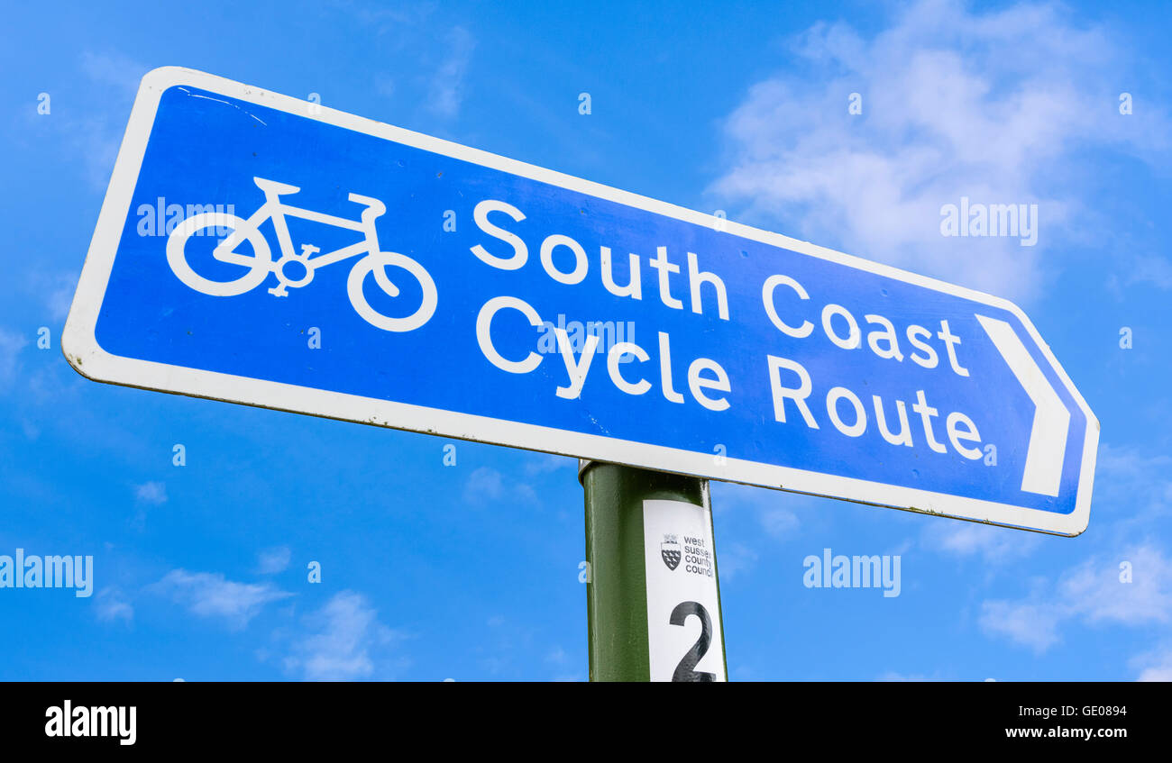 South Coast Cycle Route sign in West Sussex, England, UK Stock Photo ...
