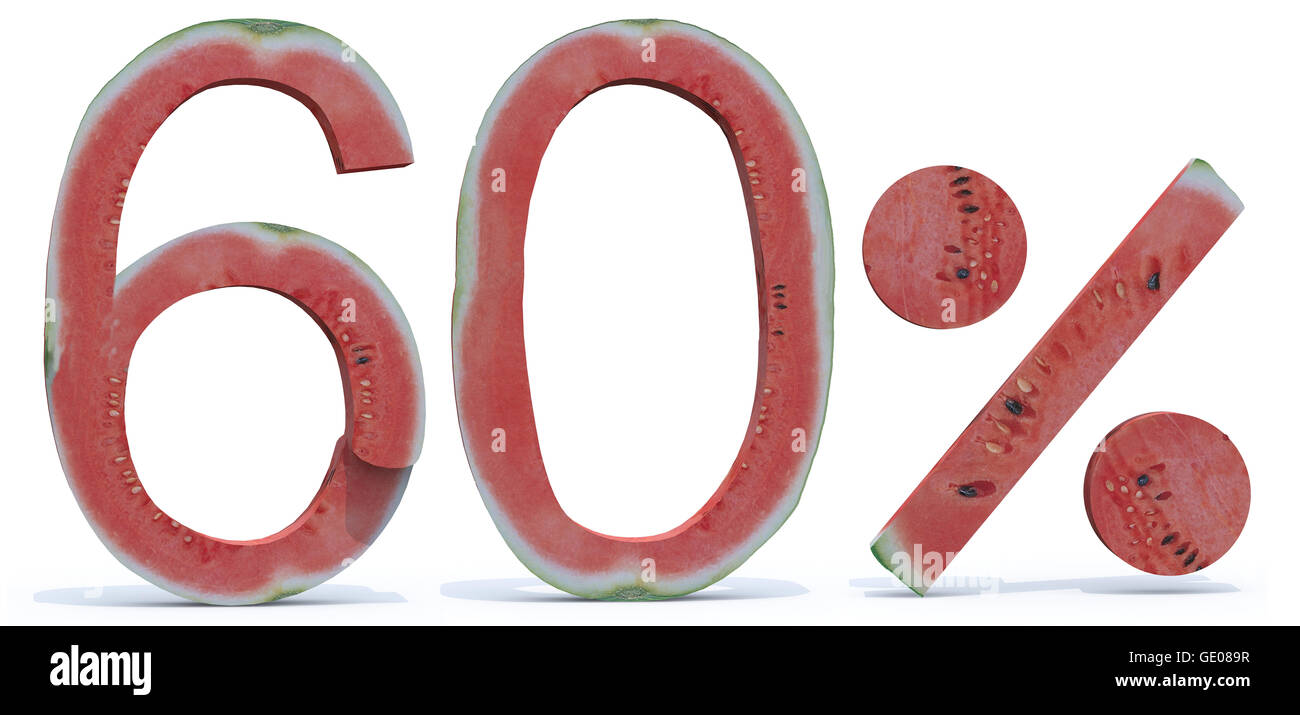 60 percent written made with watermelon, 3d illustration Stock Photo ...
