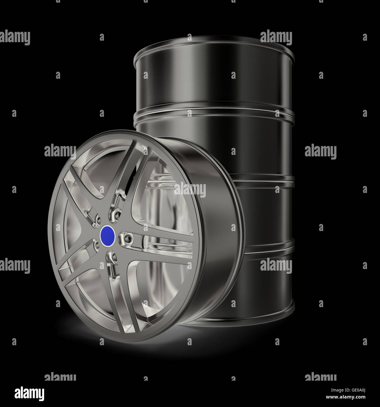 Stack Car Alloy Rim isolated on black background. 3d illustration Stock ...