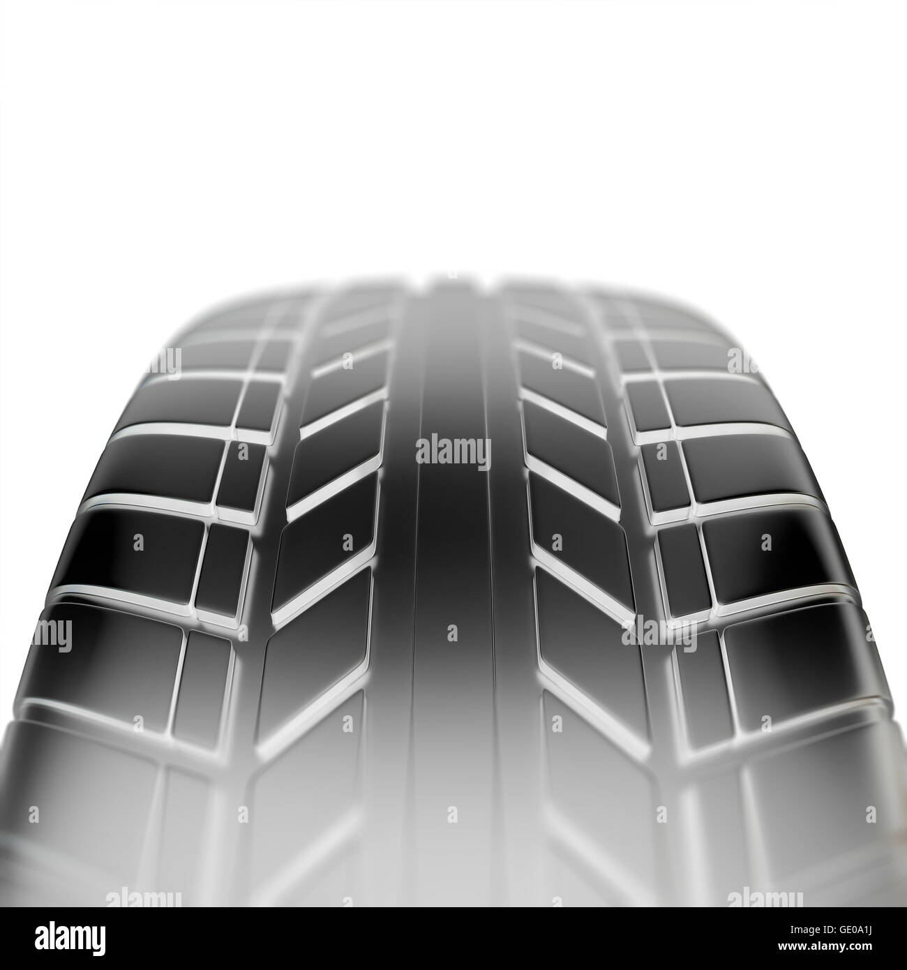 Car tire in close-up view with depth of field effect. 3d illustration ...
