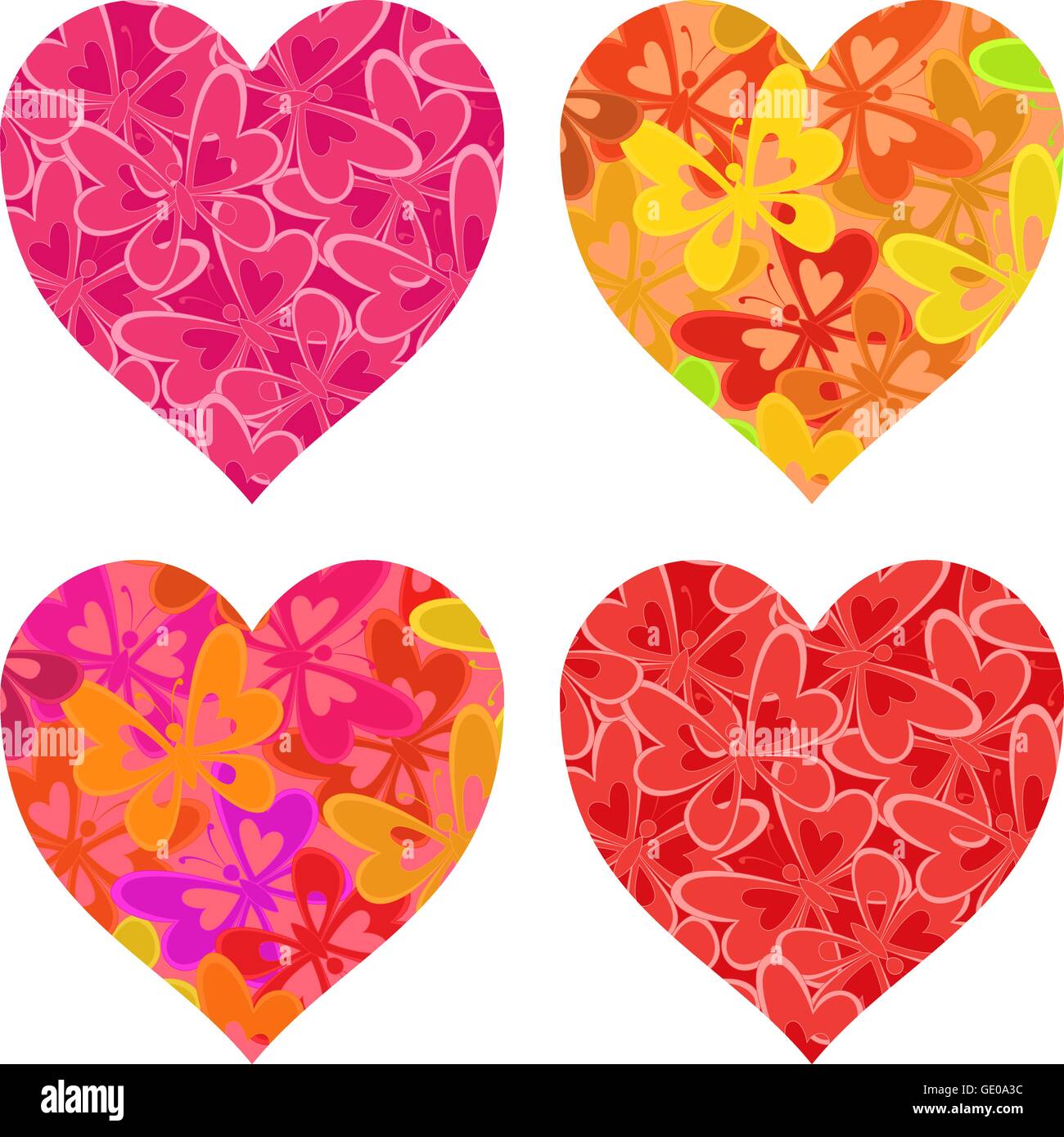 Valentine hearts with butterflies pattern Stock Vector Image & Art - Alamy