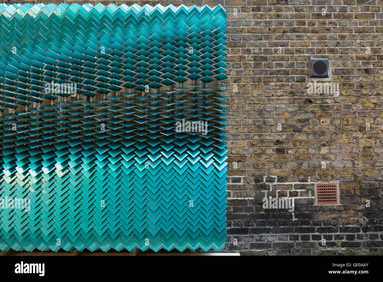 Detail view of blue billboard. Wayfinding sculptures Clerkenwell Design ...