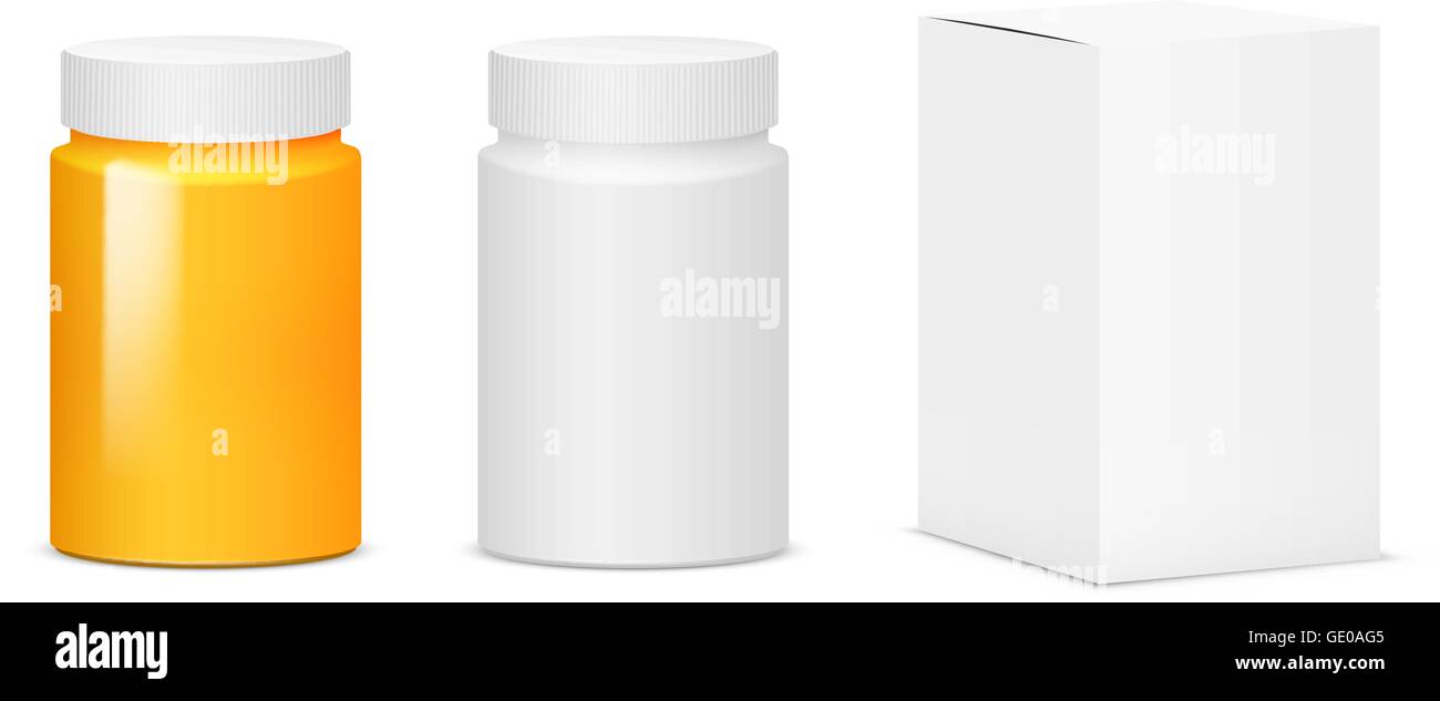 Glass plastic pills bottle Stock Vector Images - Alamy