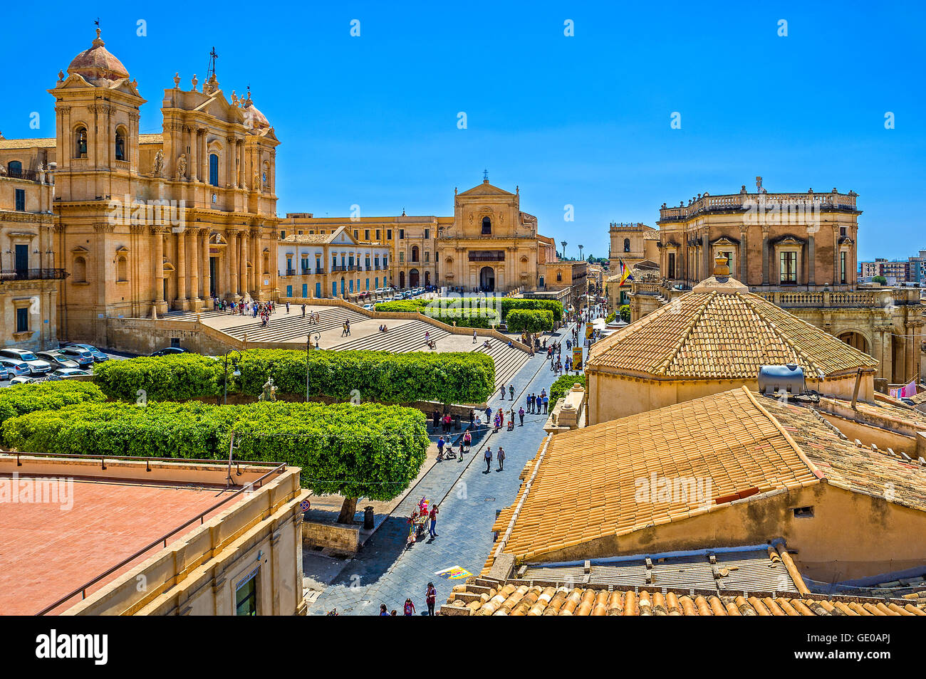 Italy Sicily Noto Cathedral basilica of San Nicolò and the Street Corso ...