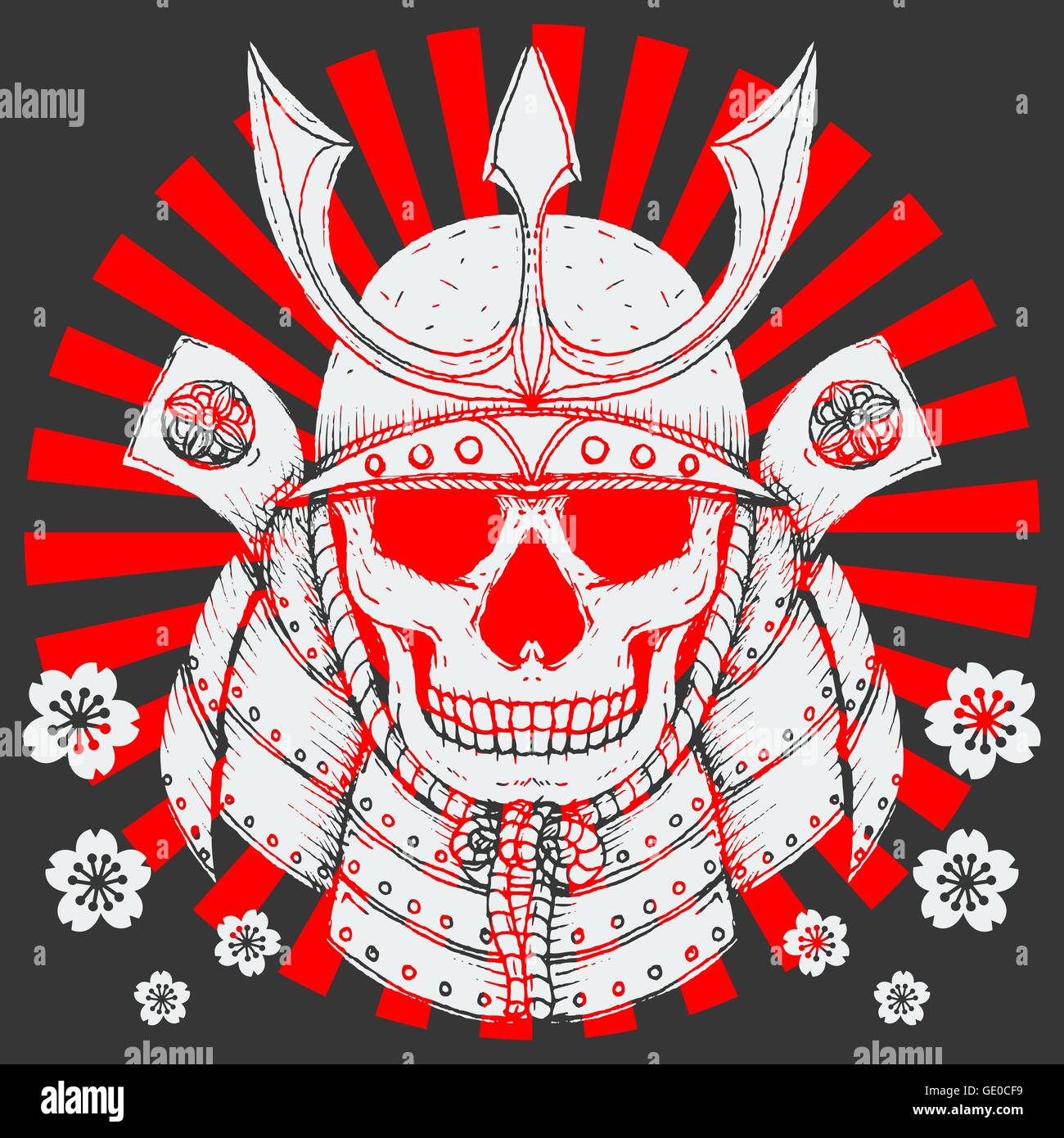 Samurai Skull vector Stock Vector Image & Art - Alamy