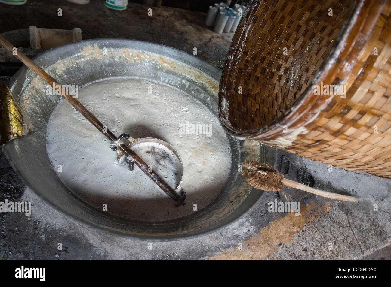 The Palm sugar production at a Plantation in the Town of Tha Kha in the ...
