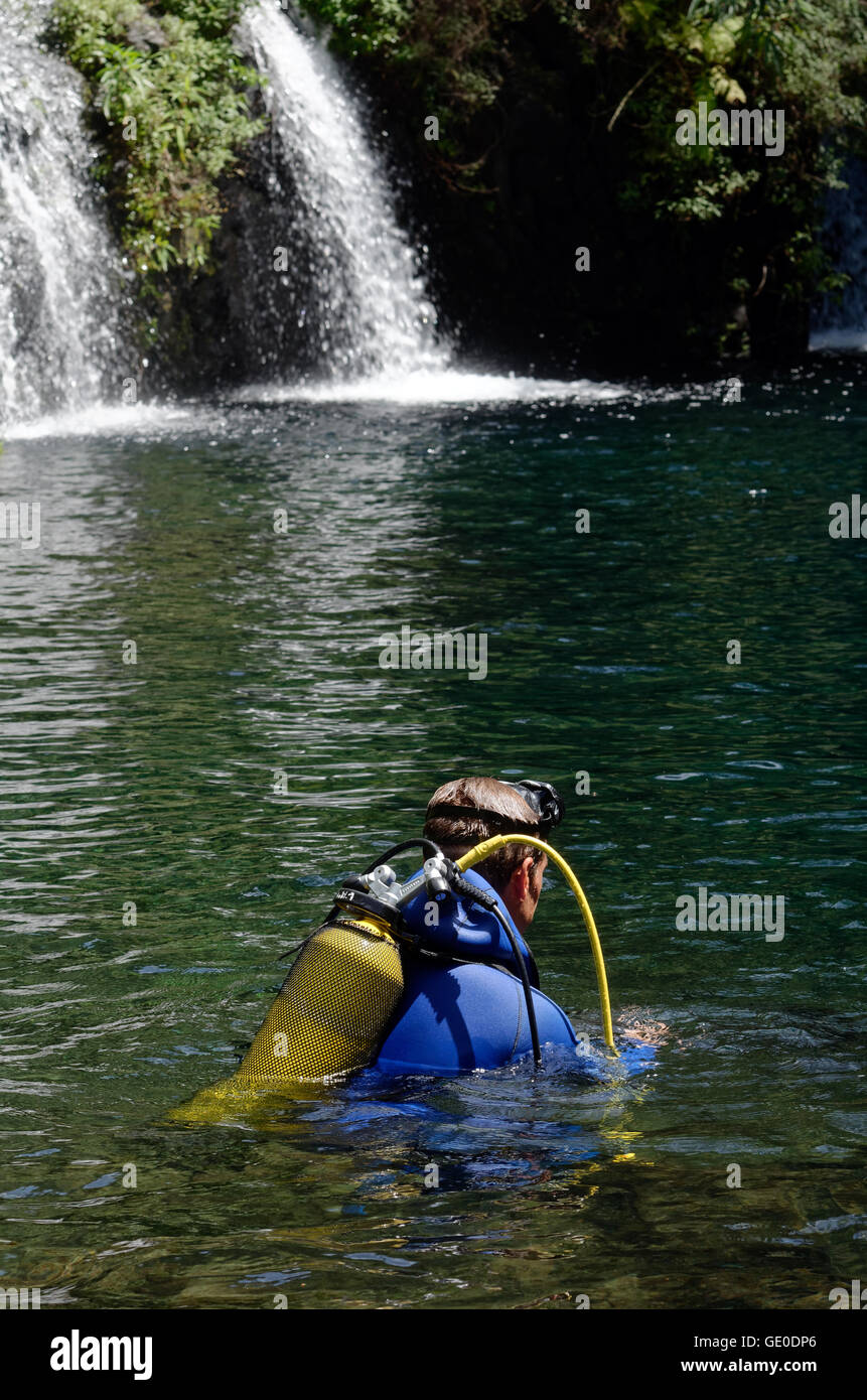 Diving at the waterfall black hole, below the waterfall Grand Galet in ...