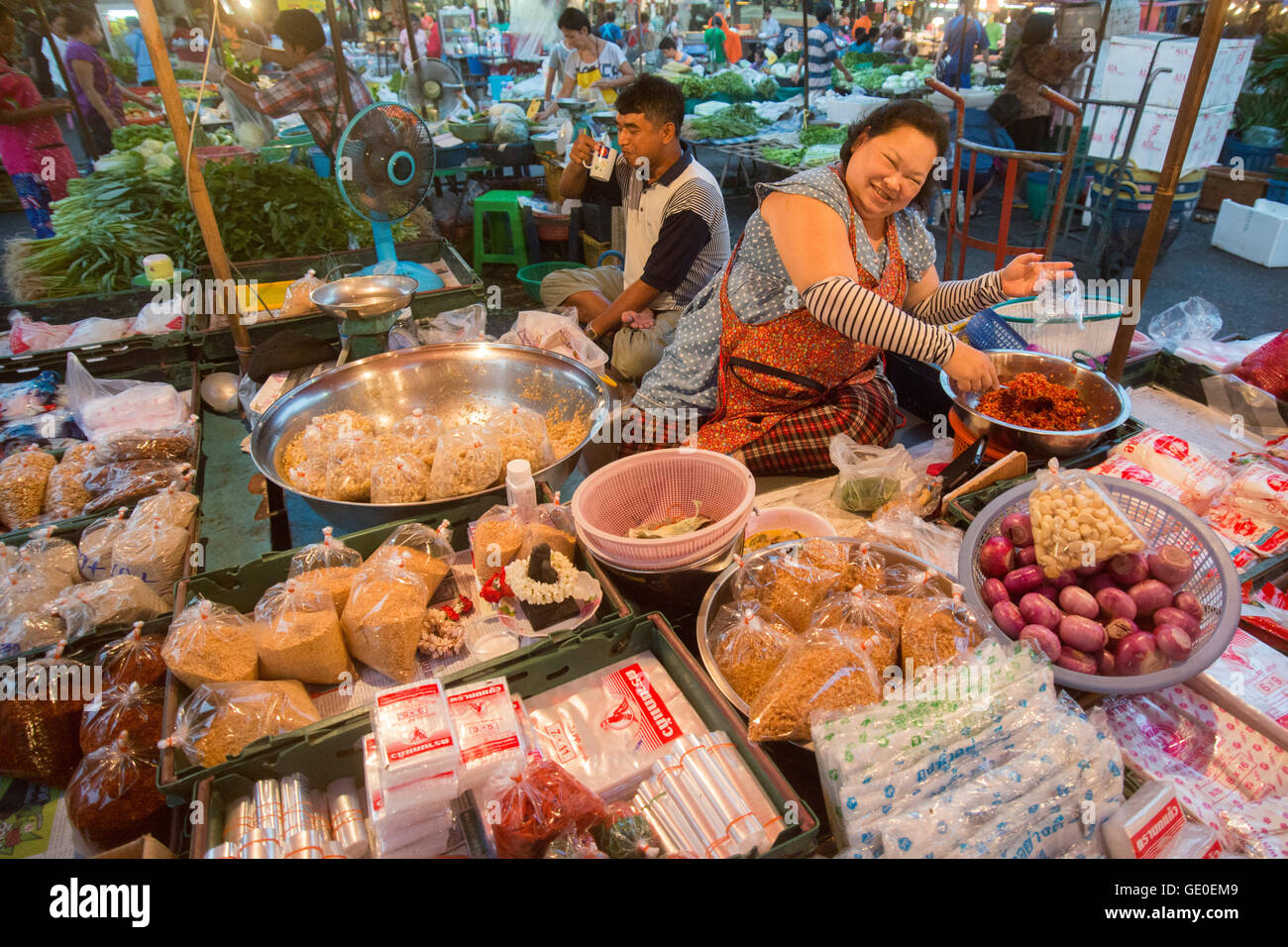 the food market at the morning Market in Nothaburi in the north of city ...
