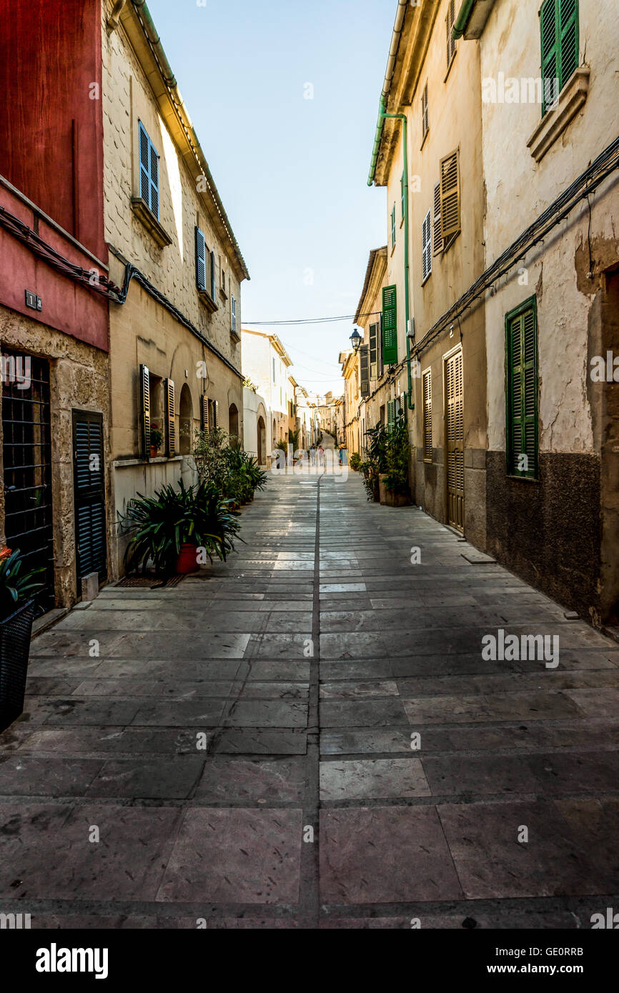 Spanish street with colourful buildings Stock Photo - Alamy