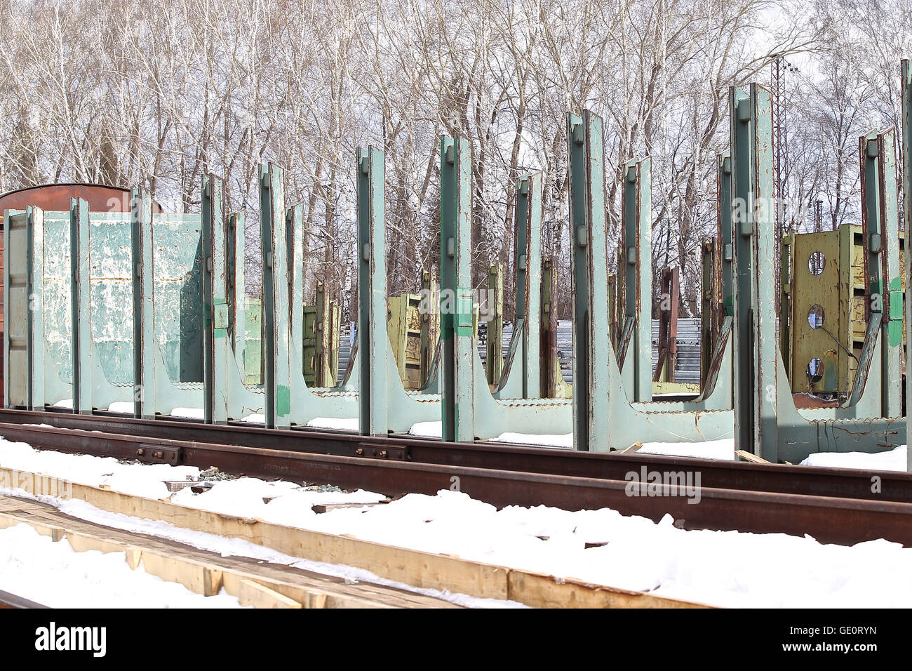 Old metal construction designed for cutting and dismantling of scrap ...