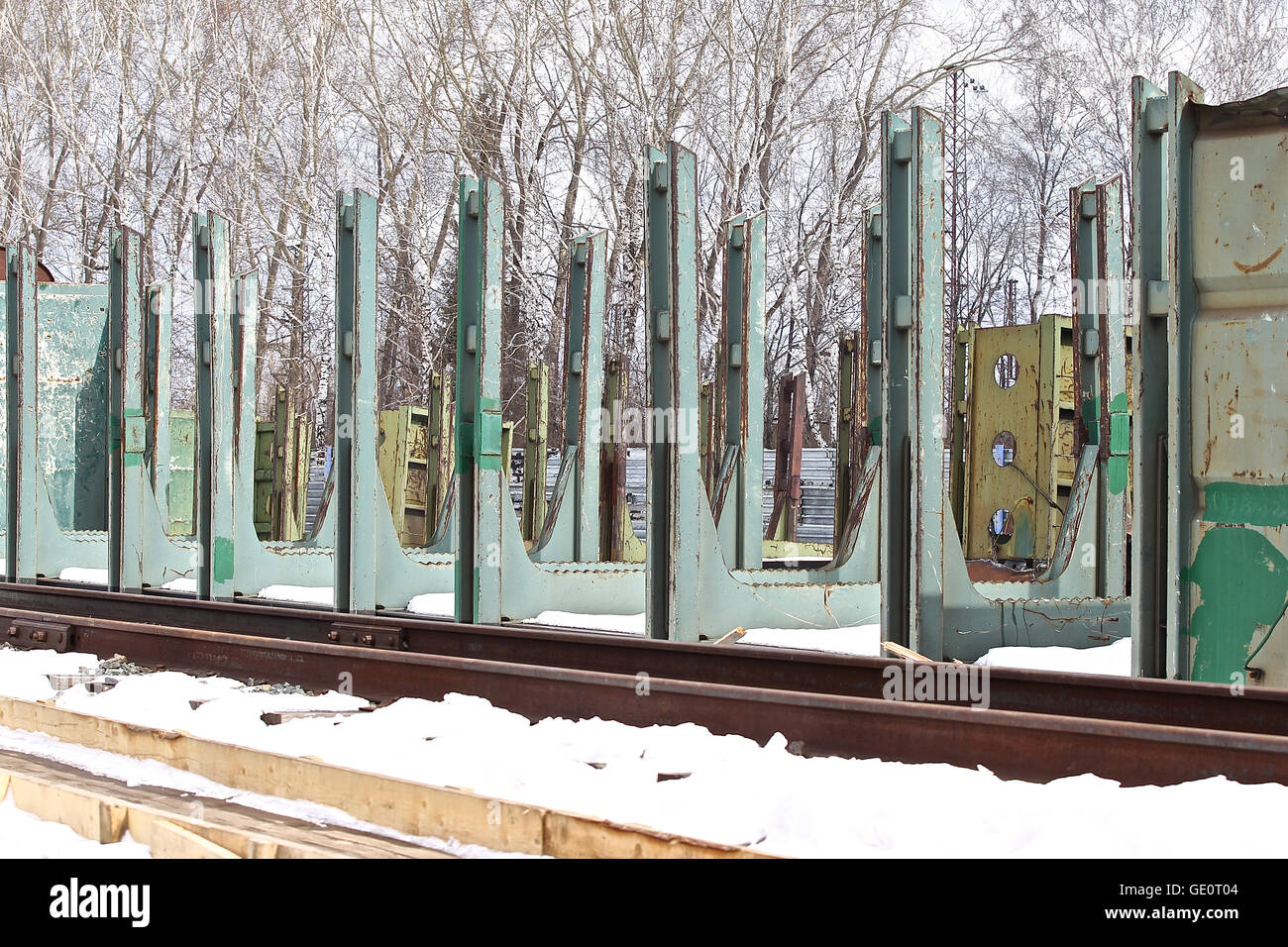 Old metal construction designed for cutting and dismantling of scrap ...
