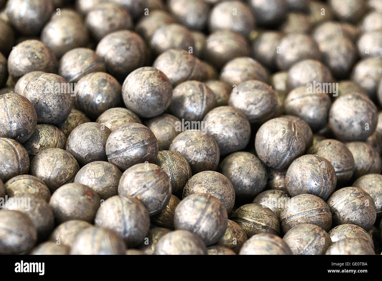 grinding balls for the mining processing industry Stock Photo - Alamy