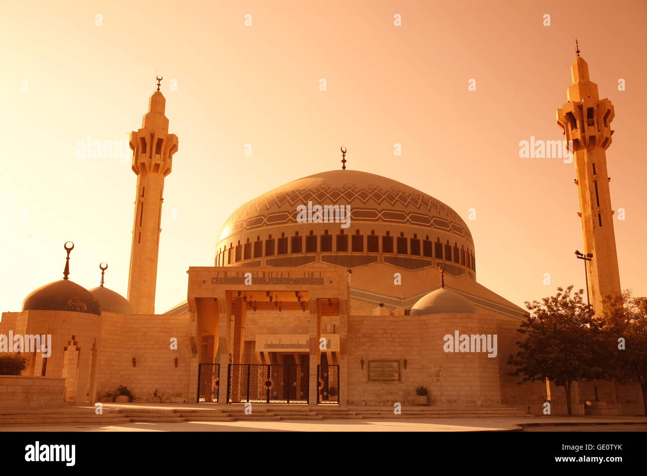 the King Abdullah Mosque in the City Amman in Jordan in the middle east ...