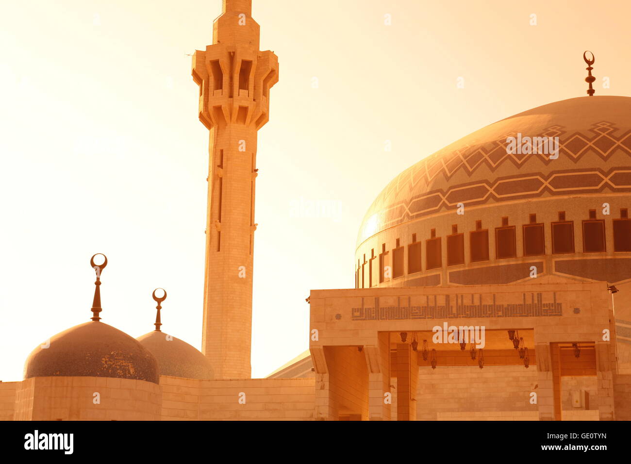 the King Abdullah Mosque in the City Amman in Jordan in the middle east ...