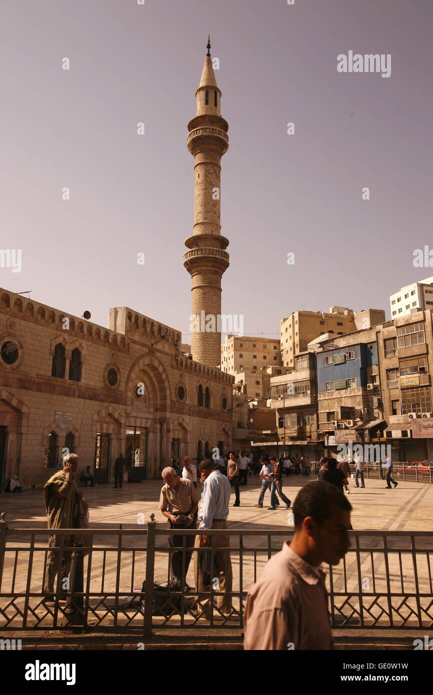 the King Hussein Mosque in the City Amman in Jordan in the middle east ...