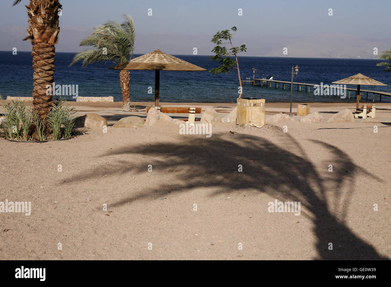the coast with a Beach in the city of Aqaba on the red sea in Jordan in ...