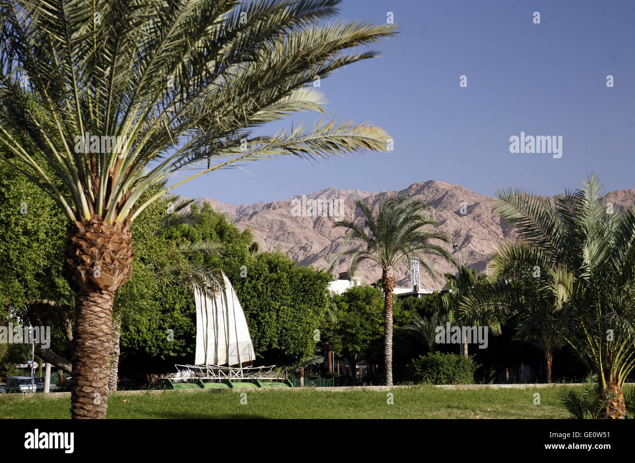 the Landscape allround the city of Aqaba on the red sea in Jordan in ...