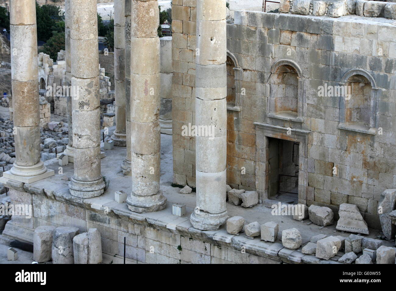 the Roman Ruins of Jerash in the north of Amann in Jordan in the middle ...