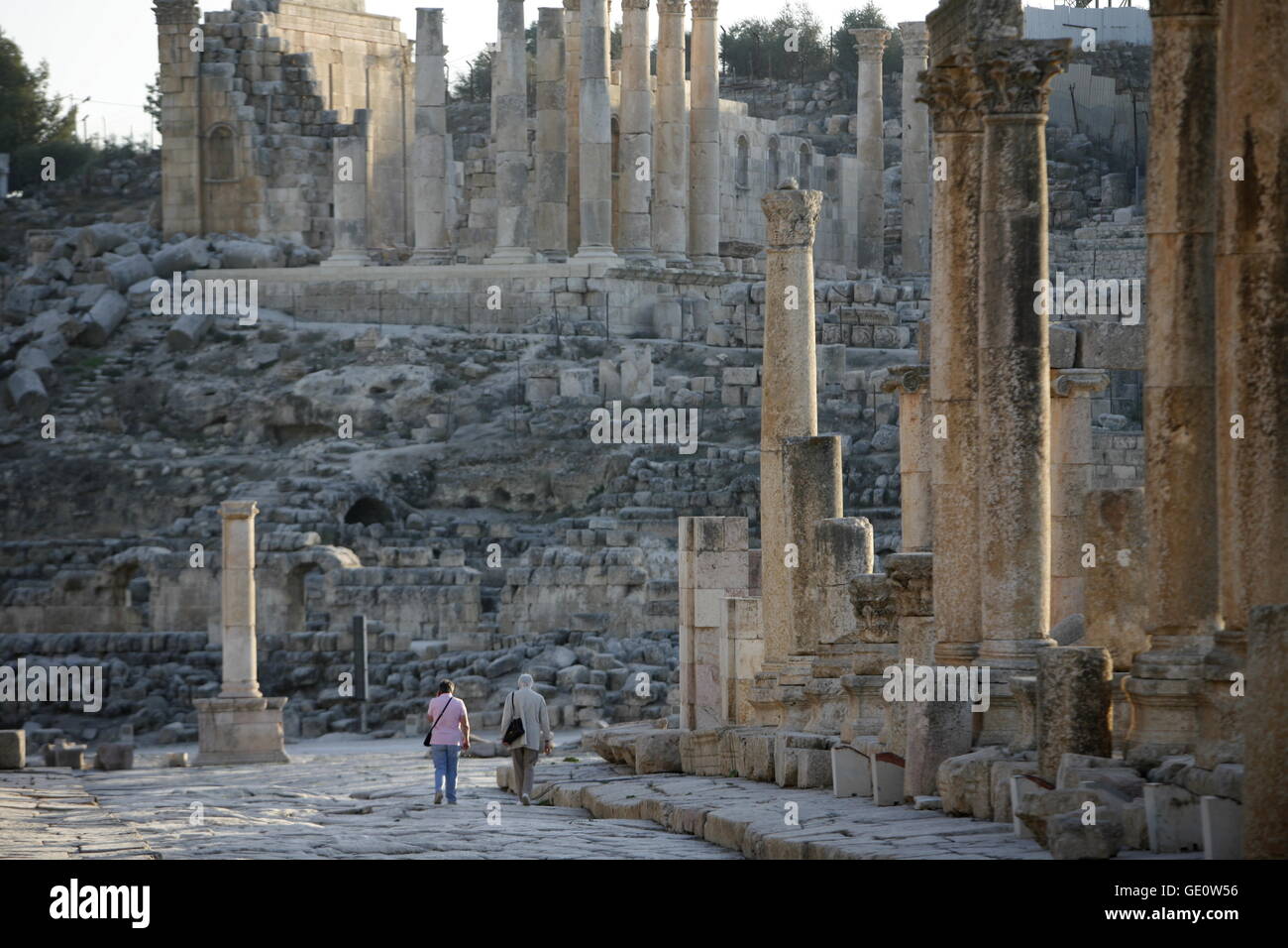 the Roman Ruins of Jerash in the north of Amann in Jordan in the middle ...