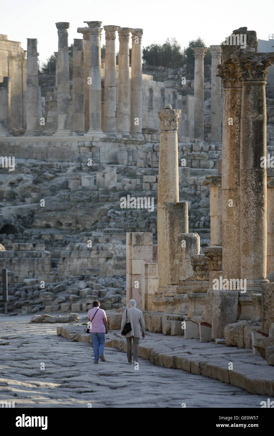 the Roman Ruins of Jerash in the north of Amann in Jordan in the middle ...