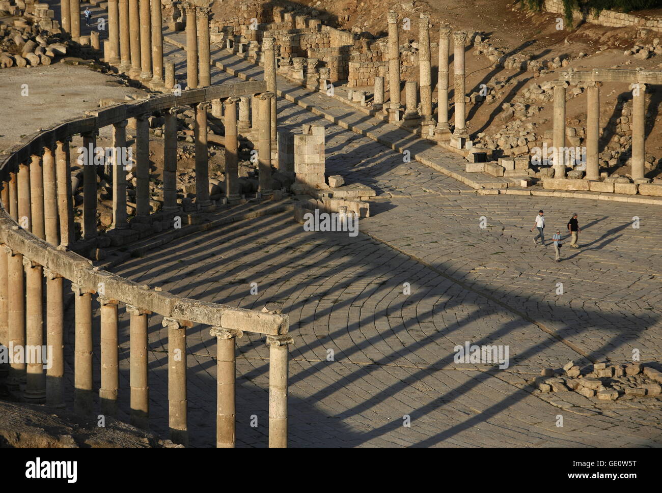 the Roman Ruins of Jerash in the north of Amann in Jordan in the middle ...
