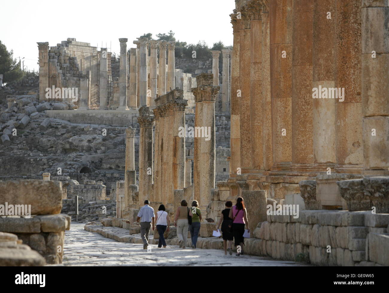 the Roman Ruins of Jerash in the north of Amann in Jordan in the middle ...