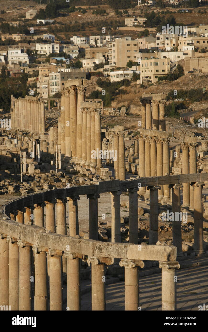 the Roman Ruins of Jerash in the north of Amann in Jordan in the middle ...