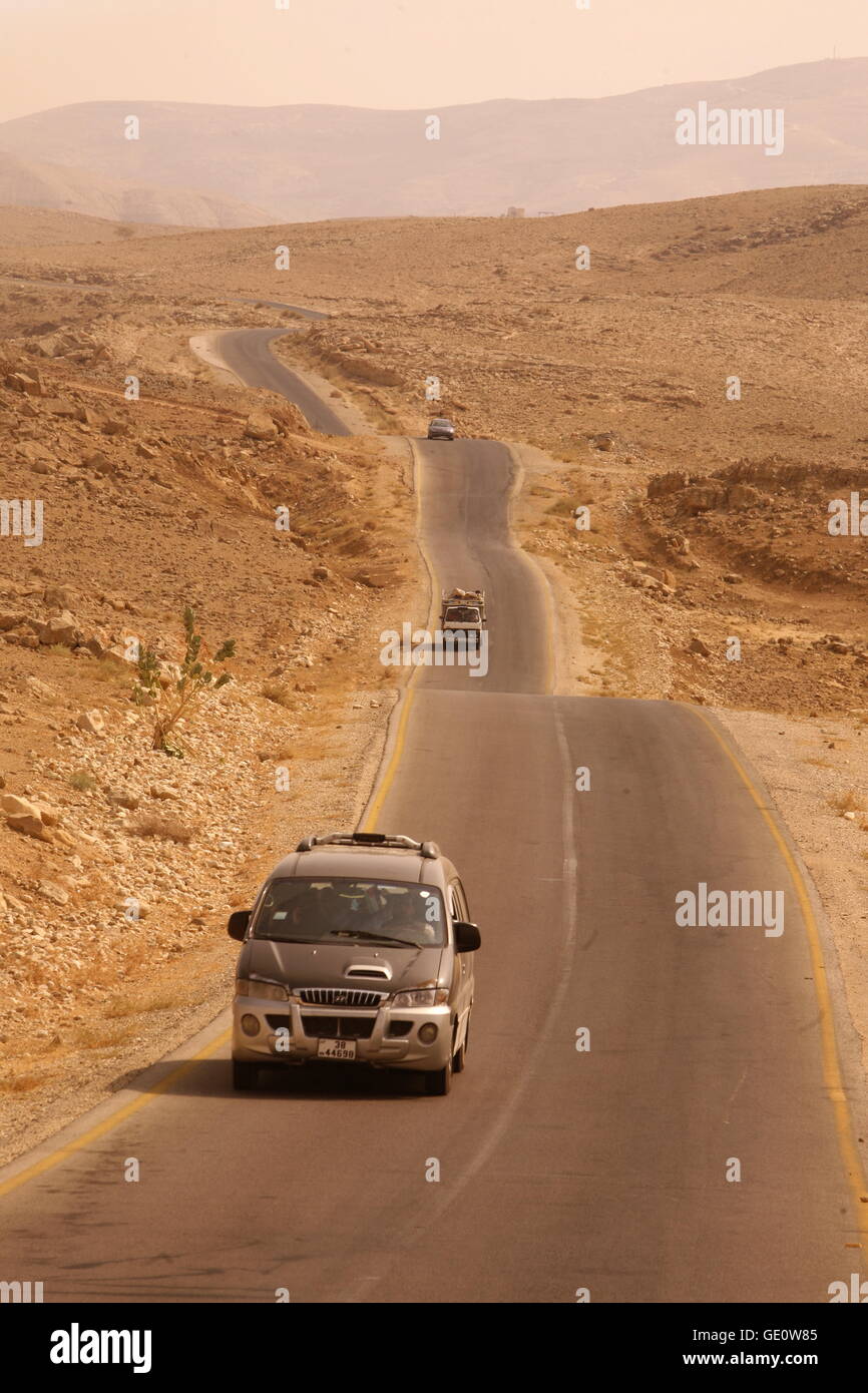 the road and Landscape on the way tu the Moses Church on the Mount Nebo ...