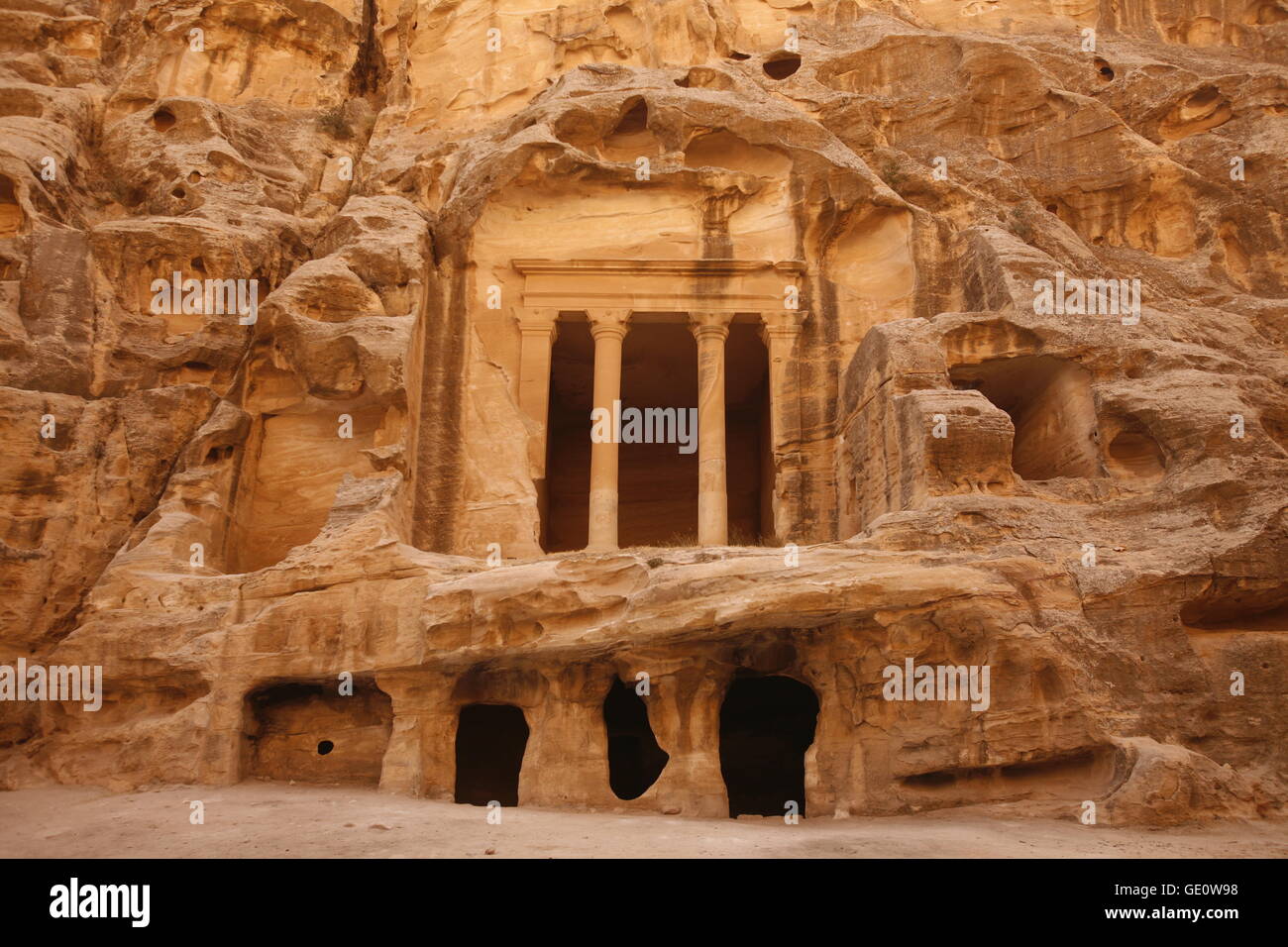 The Treasury of the little Petra in the Temple city of Petra in Jordan ...