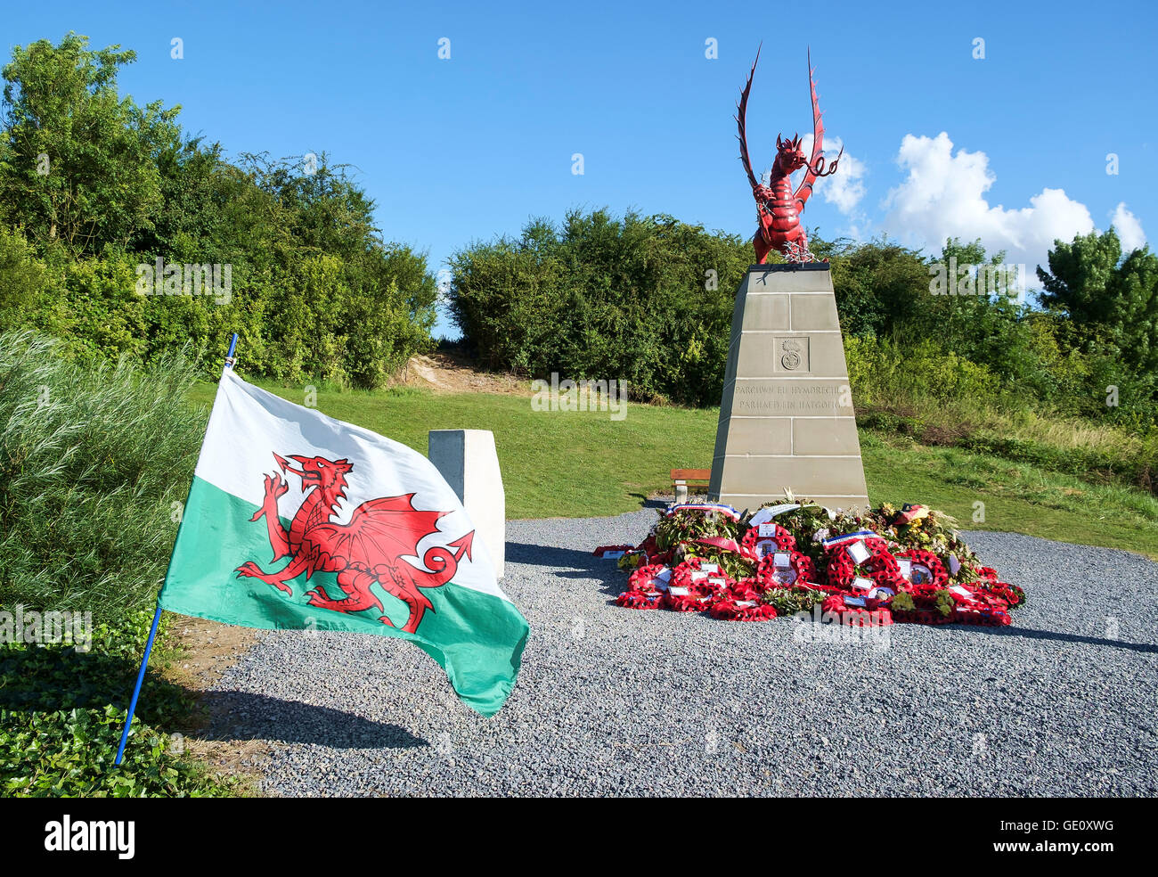 This Weish dragon memorial overlooks the area where the 38th (Welsh ...