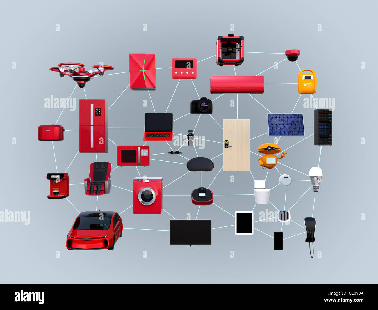 Internet of Things concept for consumer products. 3D rendering image ...