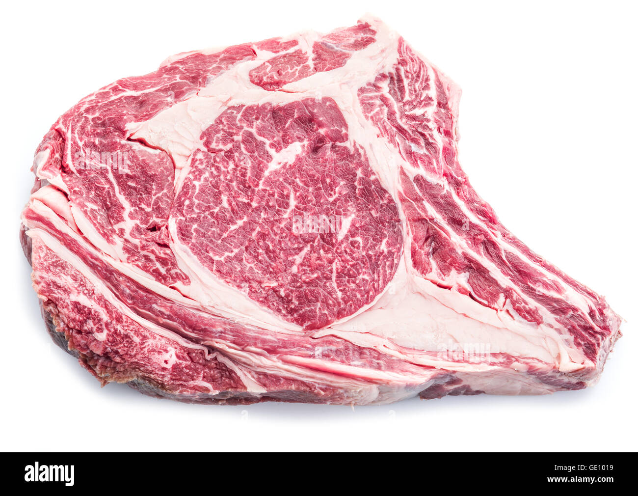 Rib eye steak isolated over white Stock Photo - Alamy
