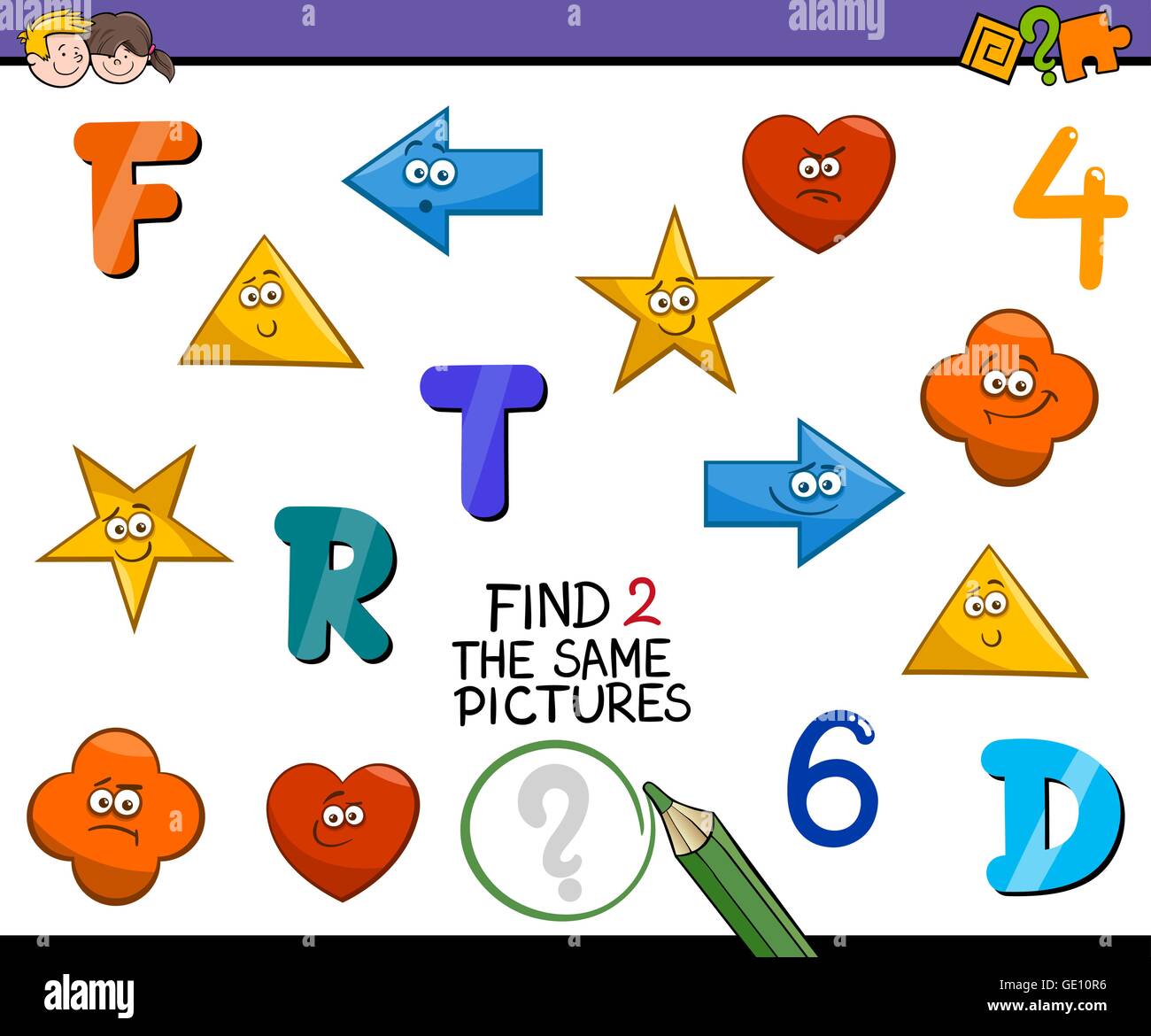 Cartoon Illustration of Find Identical Pictures Educational Activity ...