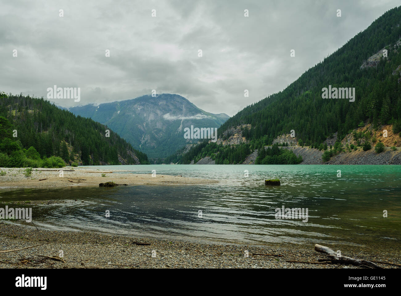 emerald Diablo Lake and Davis Peak in North Cascades National Park ...