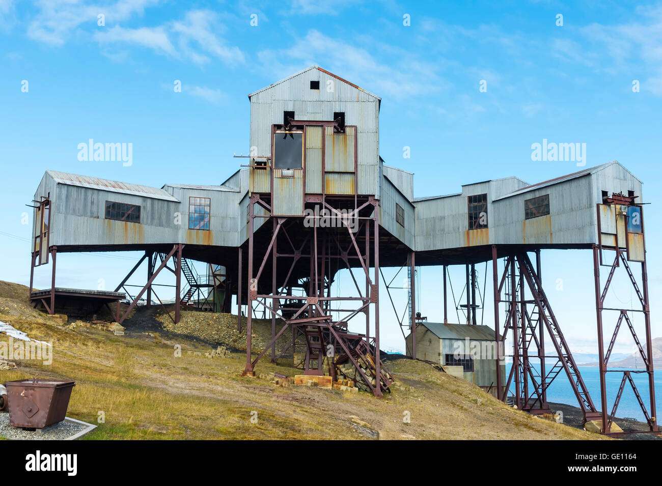 Old coal mine factory, Former Cable Center, Longyearbyen, Spitsbergen ...