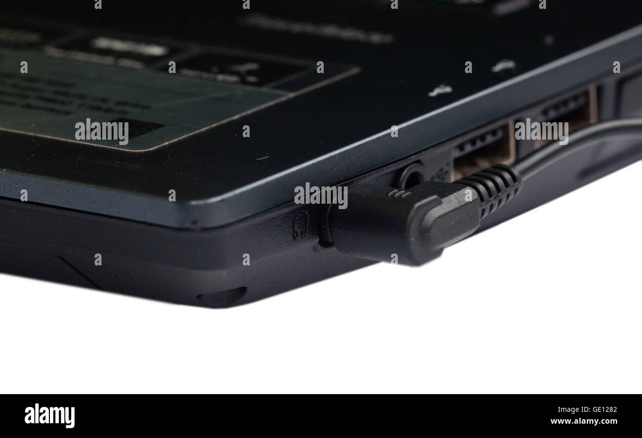 closeup of connection port on laptop Stock Photo - Alamy